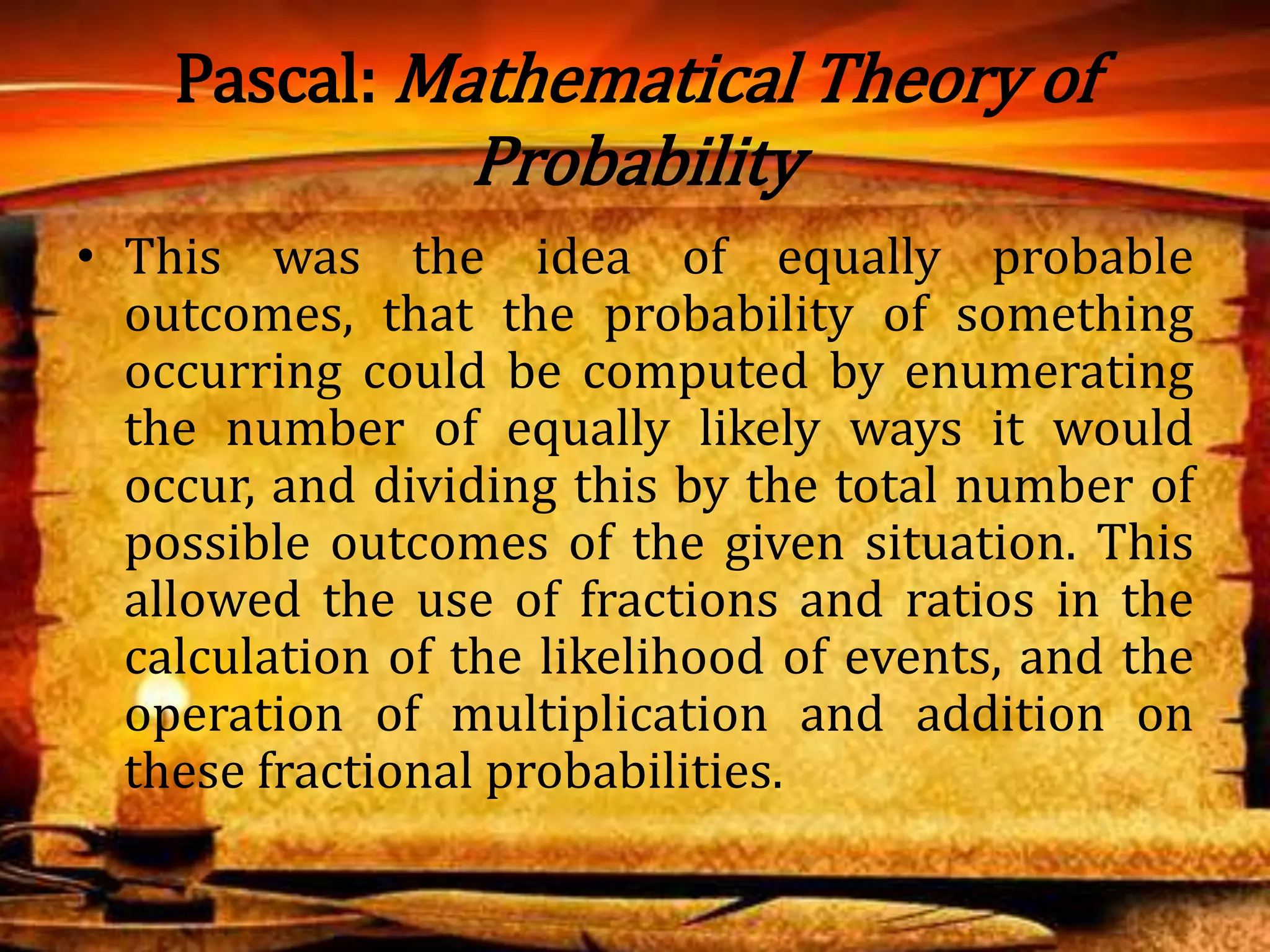 17th century mathematics (napier, mersenne, descartes, fermat, & pascal ...
