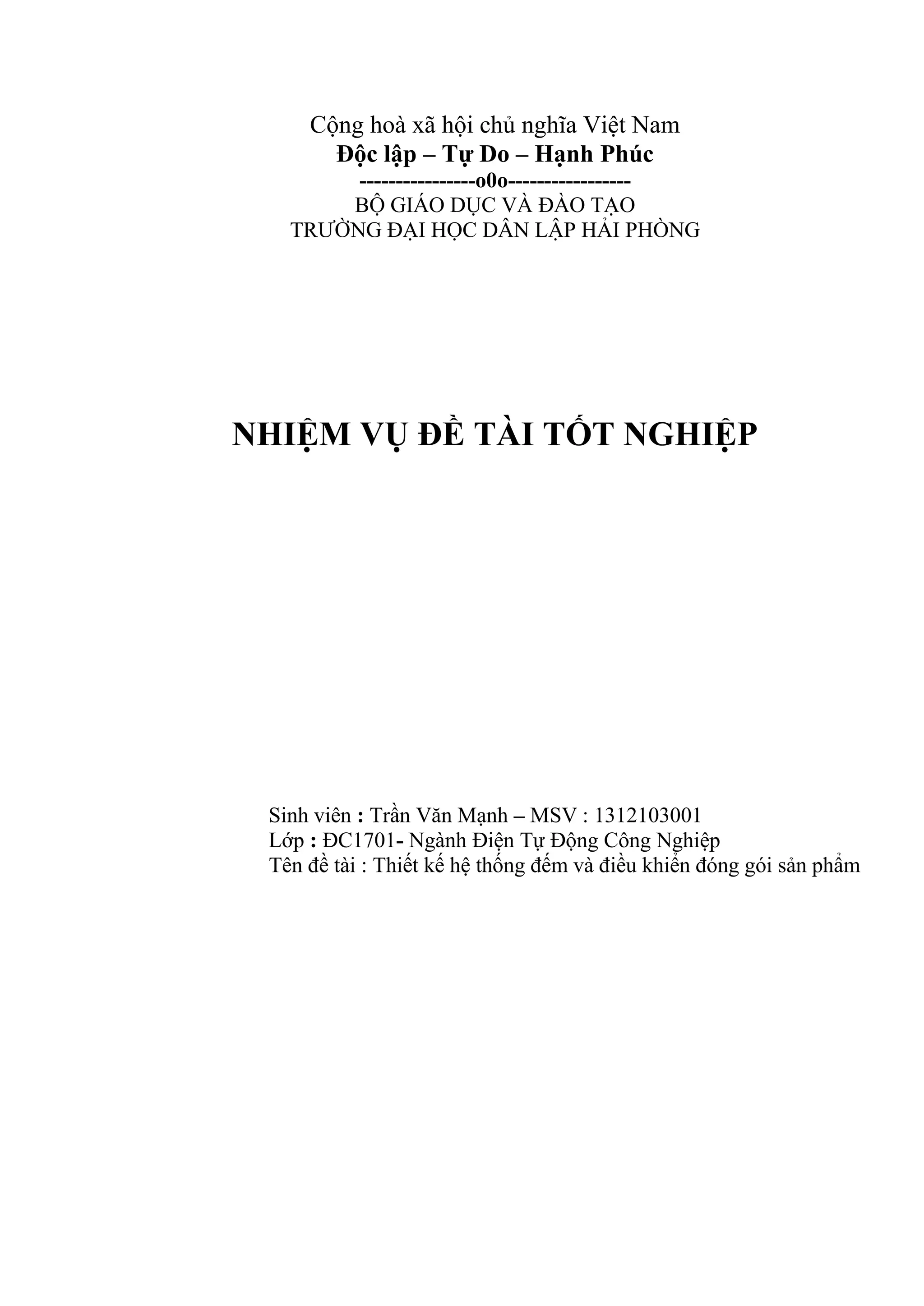 Đề tài: Thiết kế hệ thống đếm và điều khiển đóng gói sản phẩm, 9đ | PDF
