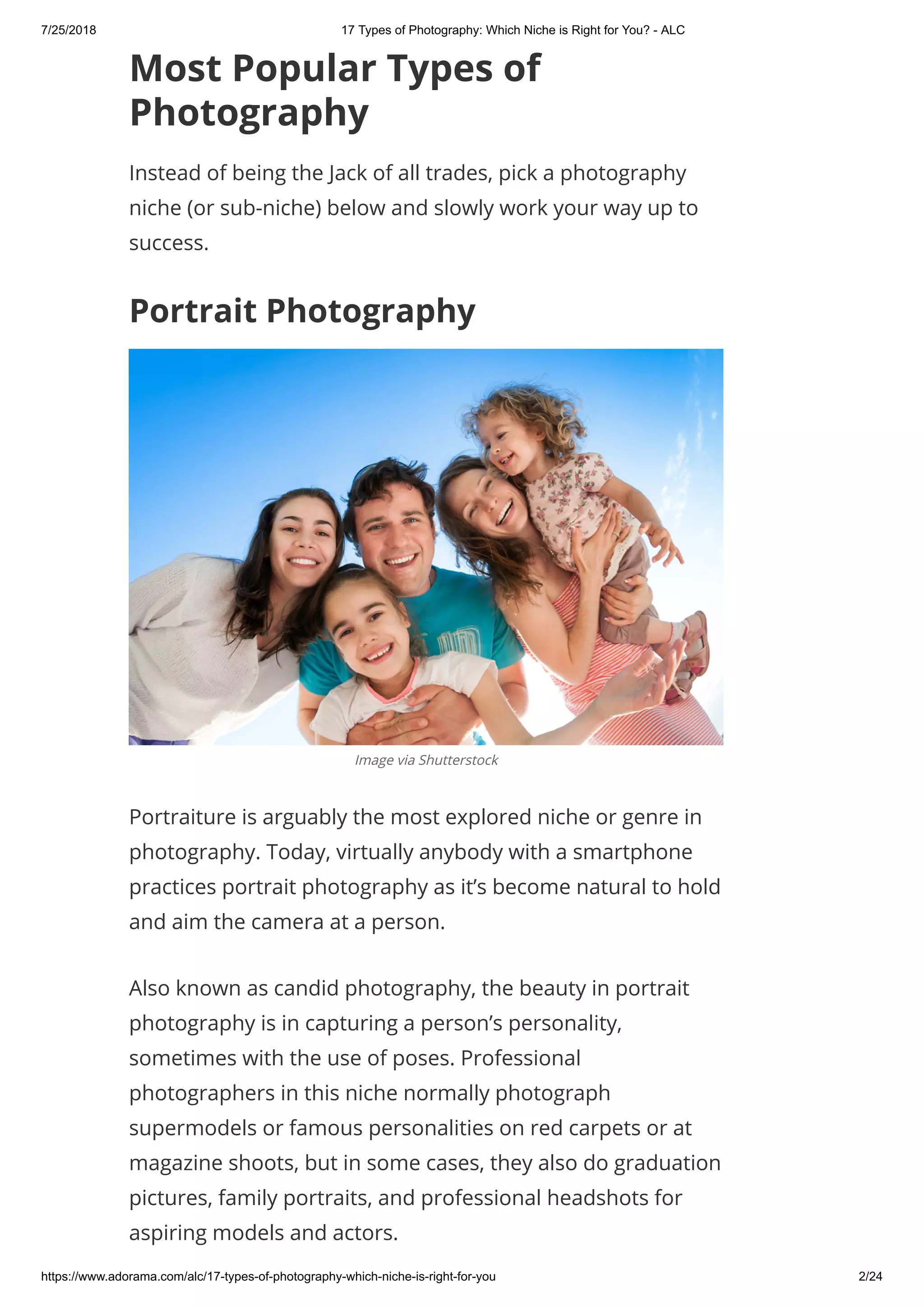 17 Types of Photography: Which Niche is Right for You? | PDF | Cameras ...
