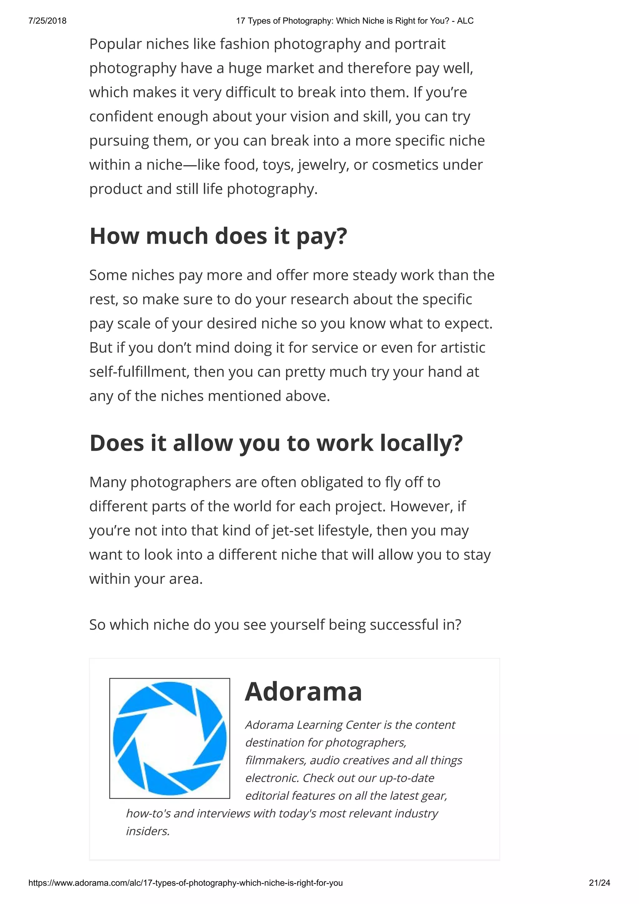 17 Types of Photography: Which Niche is Right for You? | PDF | Cameras ...