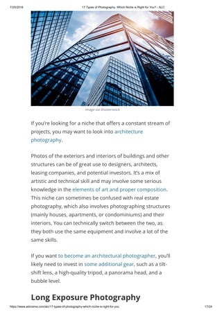 17 Types of Photography: Which Niche is Right for You? | PDF