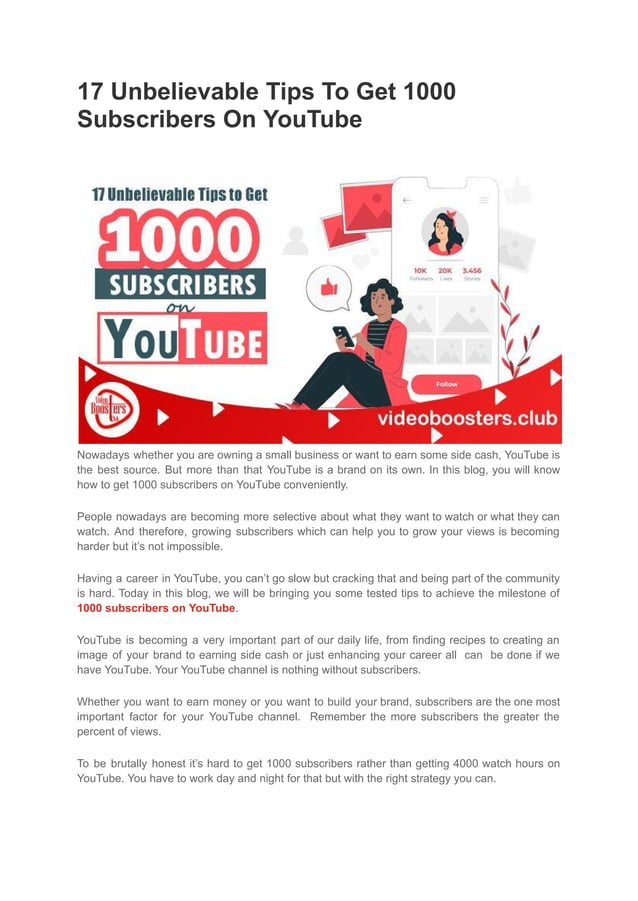 17 Unbelievable Tips To Get 1000 Subscribers On YouTube..pdf