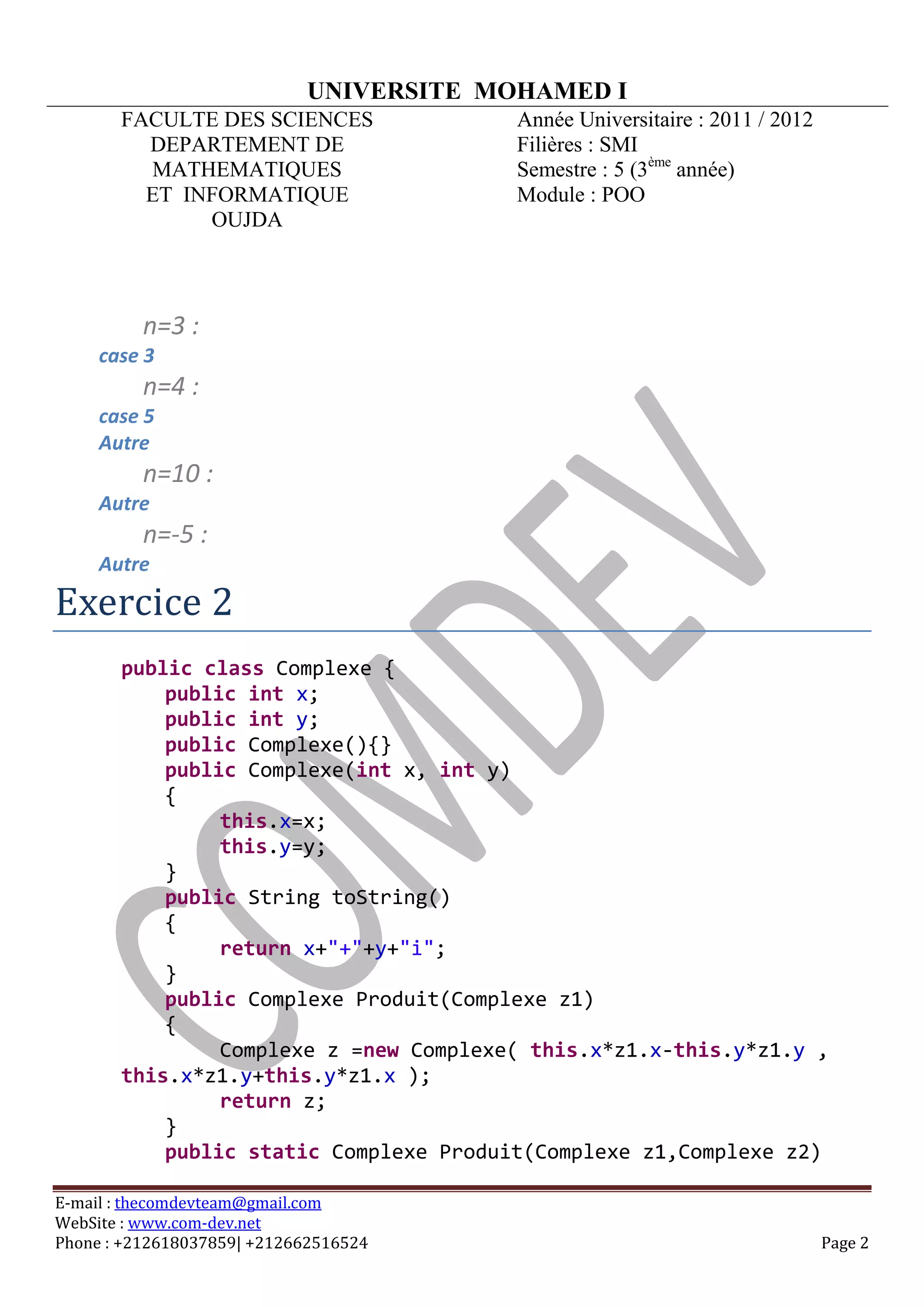 Serie de TD 3 POO | PDF | Education