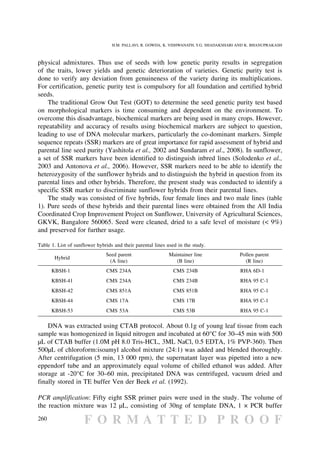 18. identification of ssr markers for hybridity and seed genetic purity ...