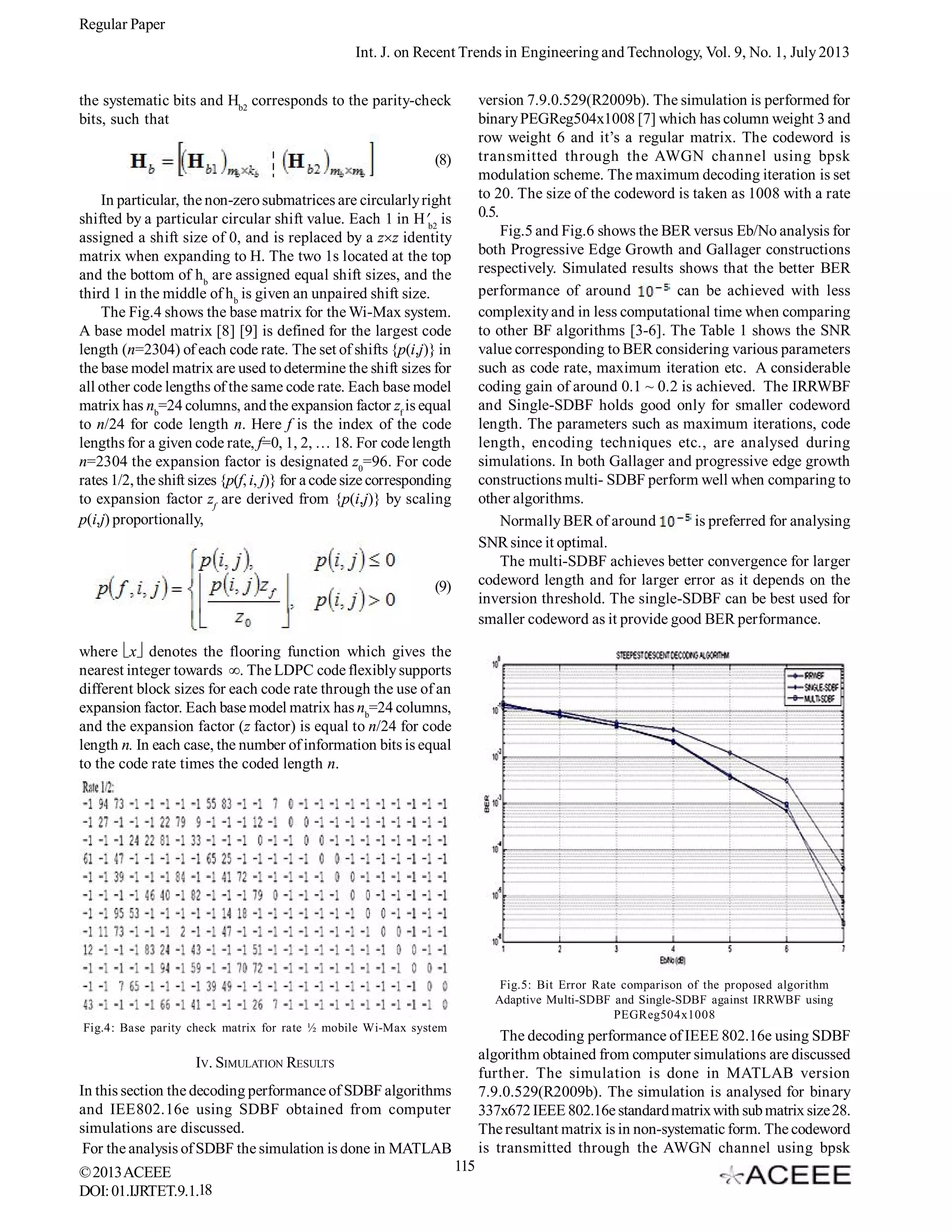 Performance Analysis of Steepest Descent Decoding Algorithm for LDPC Codes | PDF