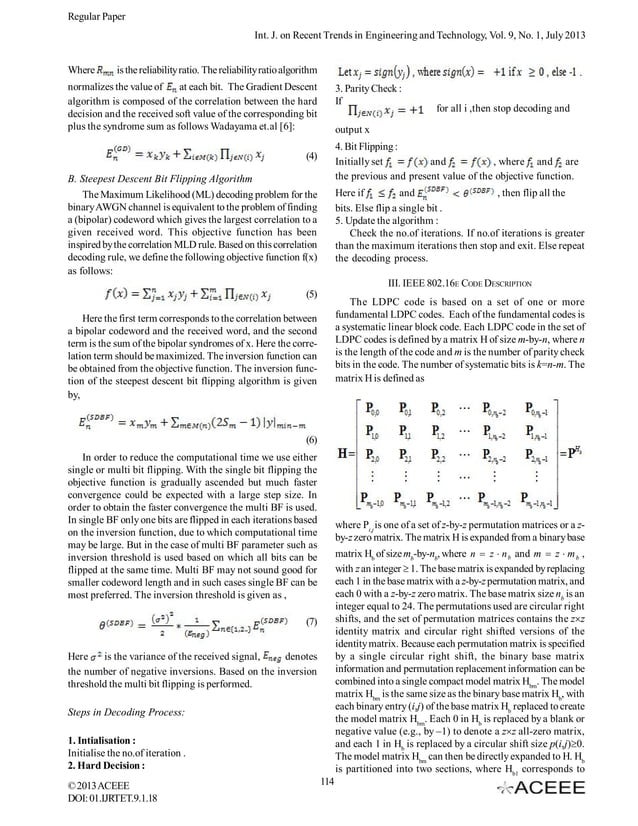 Performance Analysis Of Steepest Descent Decoding Algorithm For Ldpc Codes Pdf