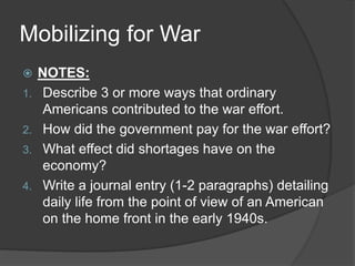 Mobilizing for War | PPTX | Death, Injury, or Military Conflict ...