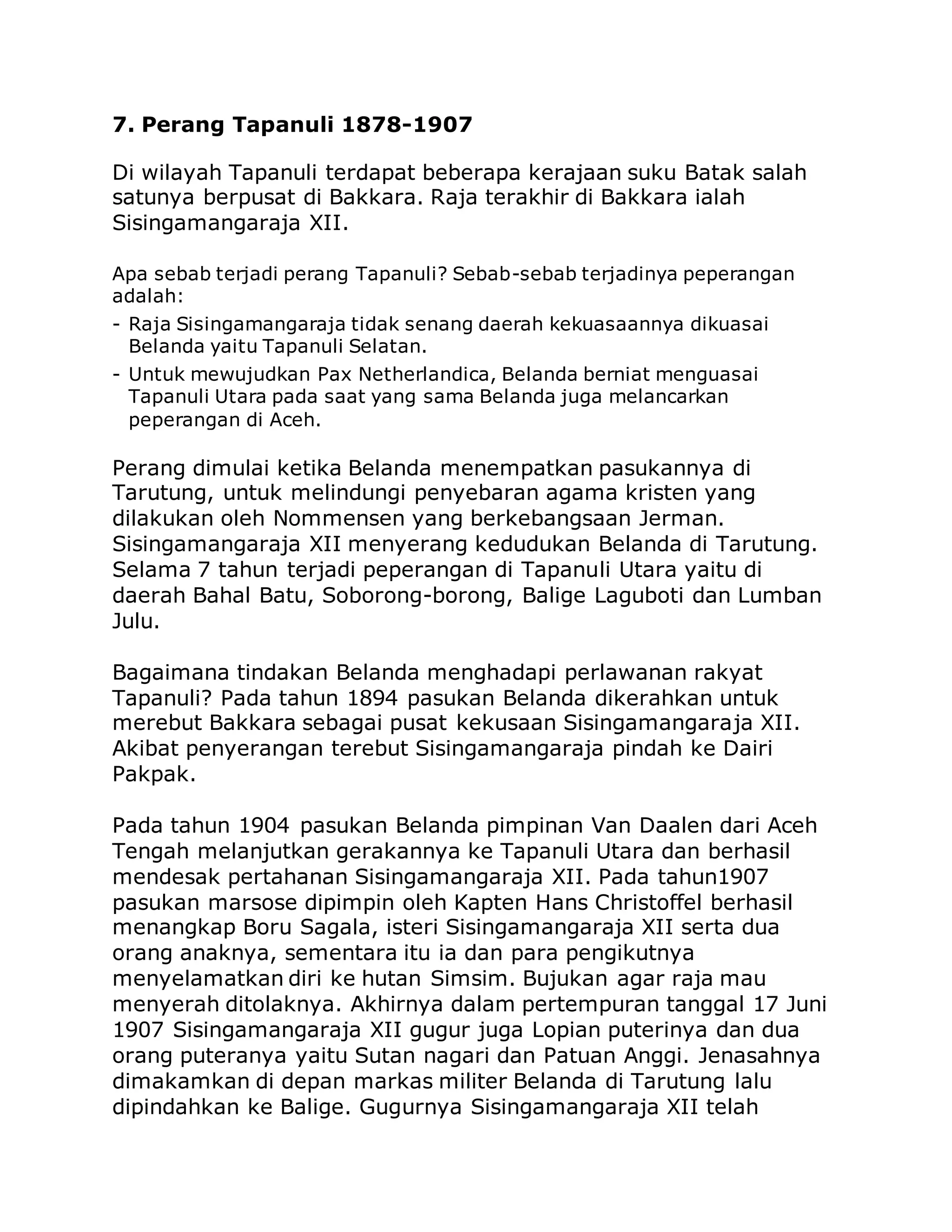 18. perang tapanuli 1878 1907 | DOCX