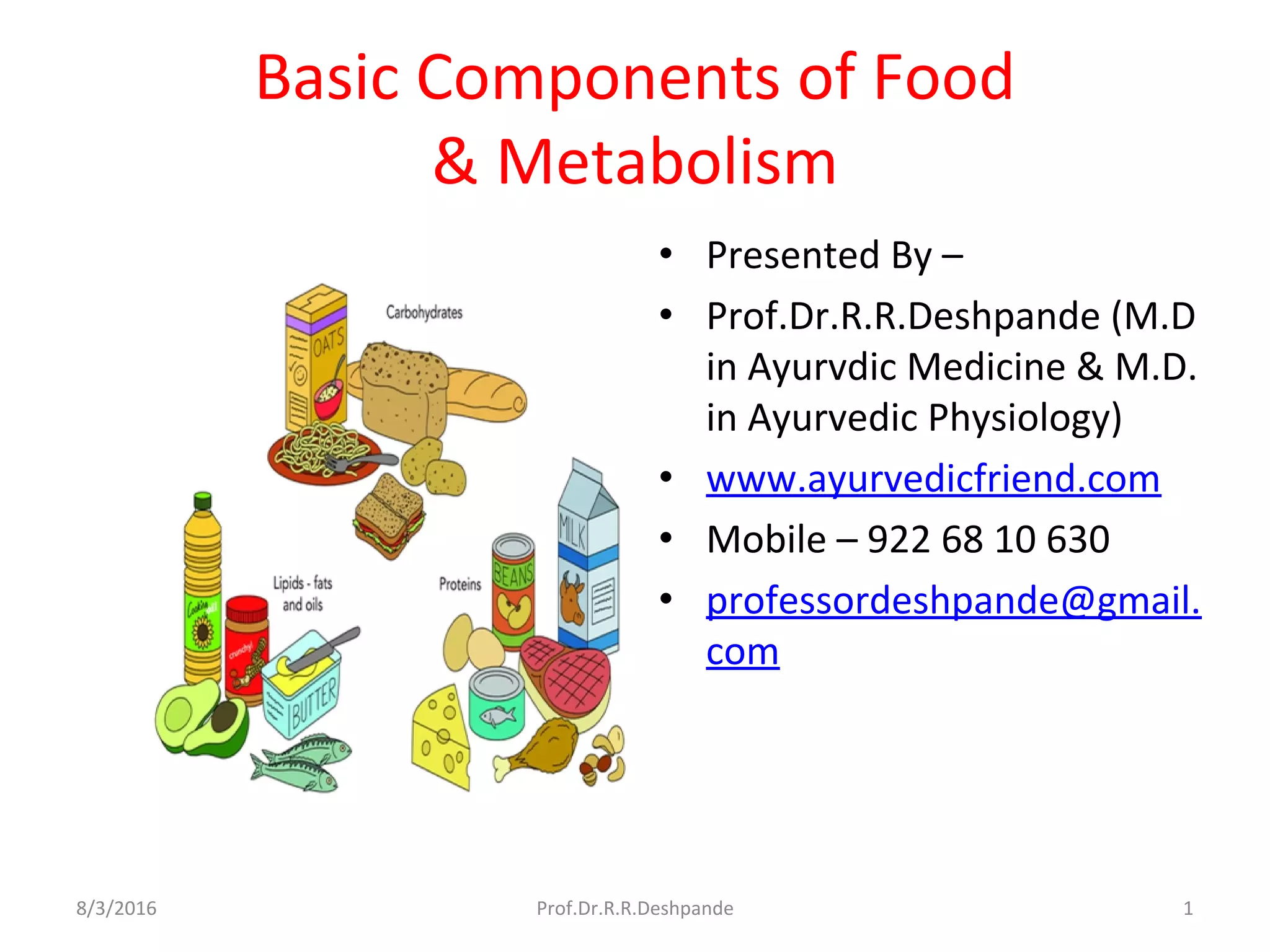 Basic components of food & Metabolism part 1 | PPT