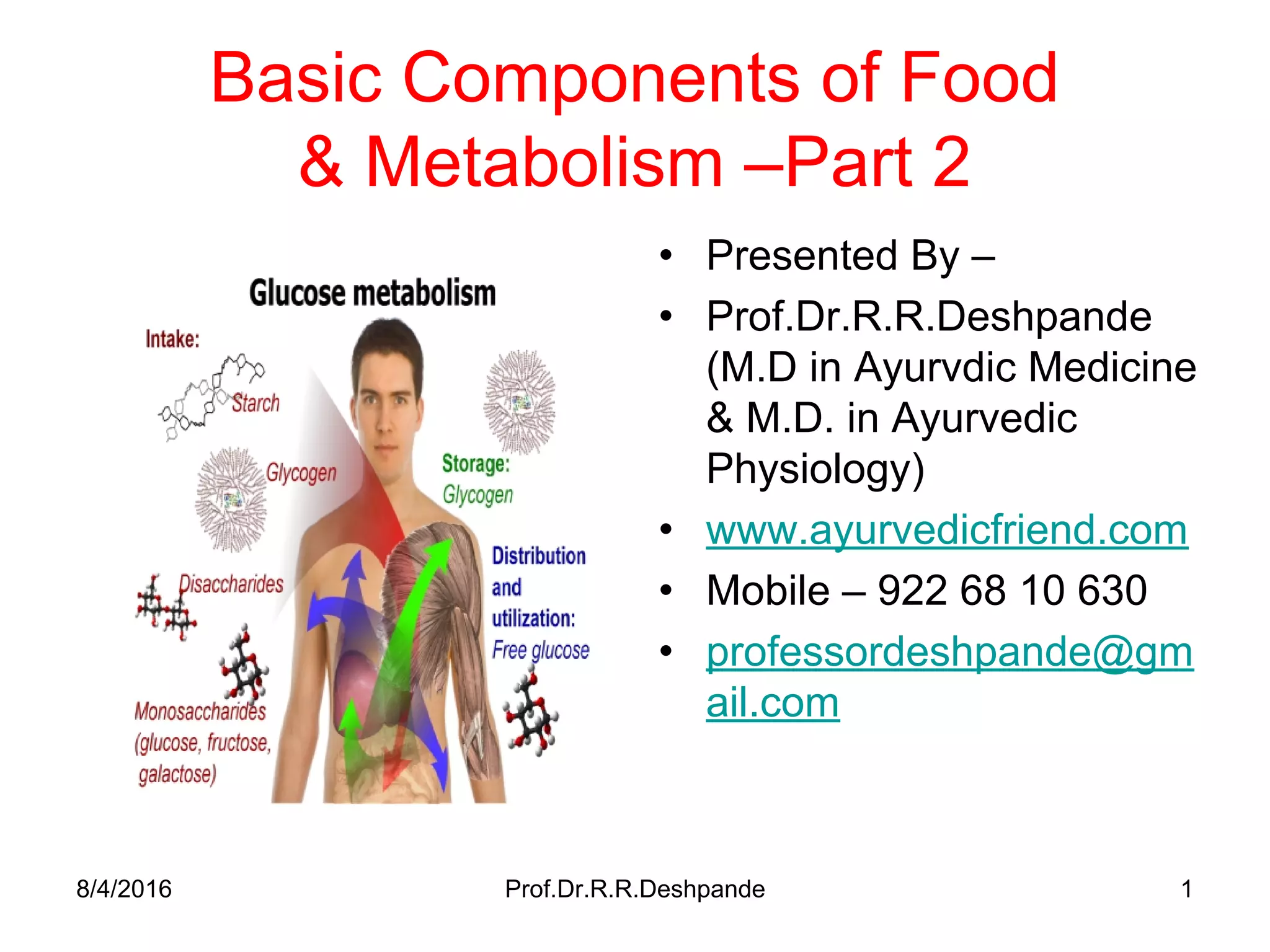 Basic components of food & metabolism part 2 | PDF