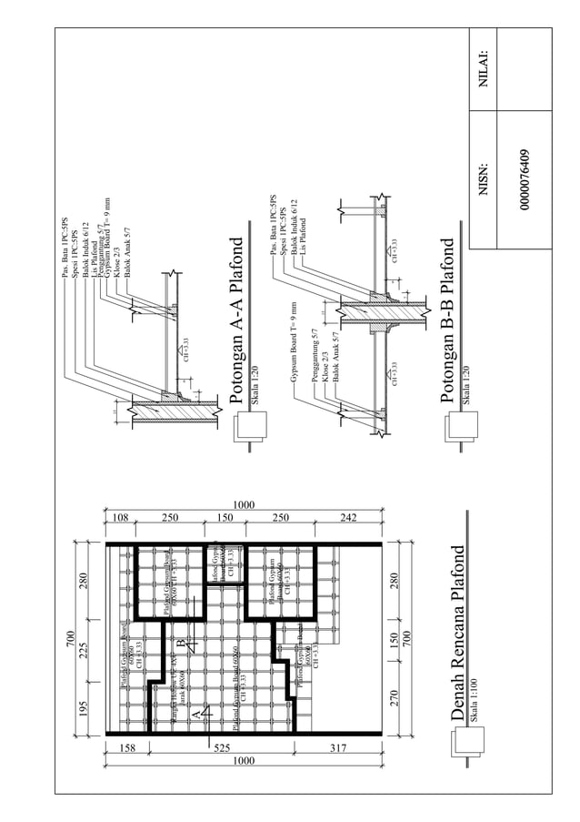 Ceiling Dwg Plafon Details Construction Rencana Suspended Cadbull ...