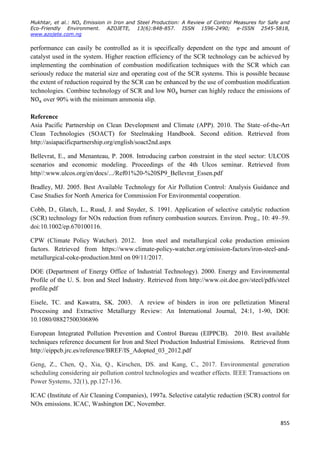 NOx Emission in Iron and Steel Production: A Review of Control Measures ...