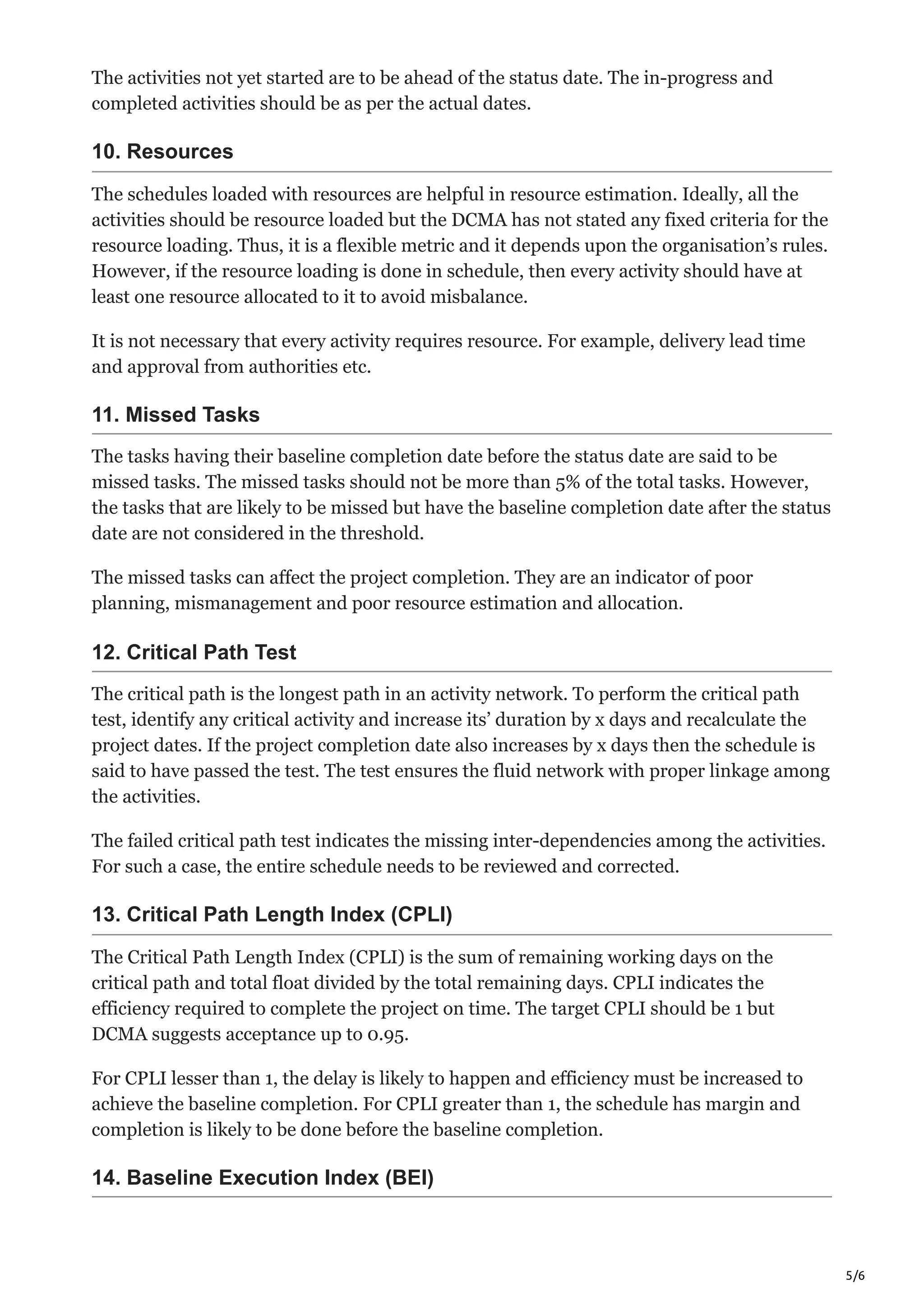 DCMA 14-Point Schedule Quality Check | PDF