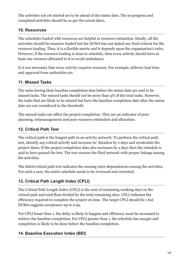 DCMA 14-Point Schedule Quality Check | PDF | Business | Business and ...