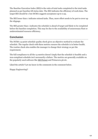 DCMA 14-Point Schedule Quality Check | PDF