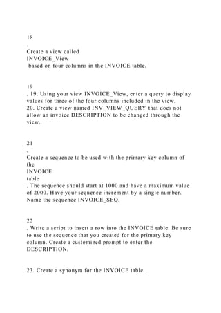 18. Create a view called INVOICE_View based on four columns .docx