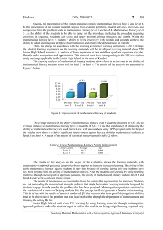 Teaching Material Mathematics with a Metacognitive Approach Guidance | PDF