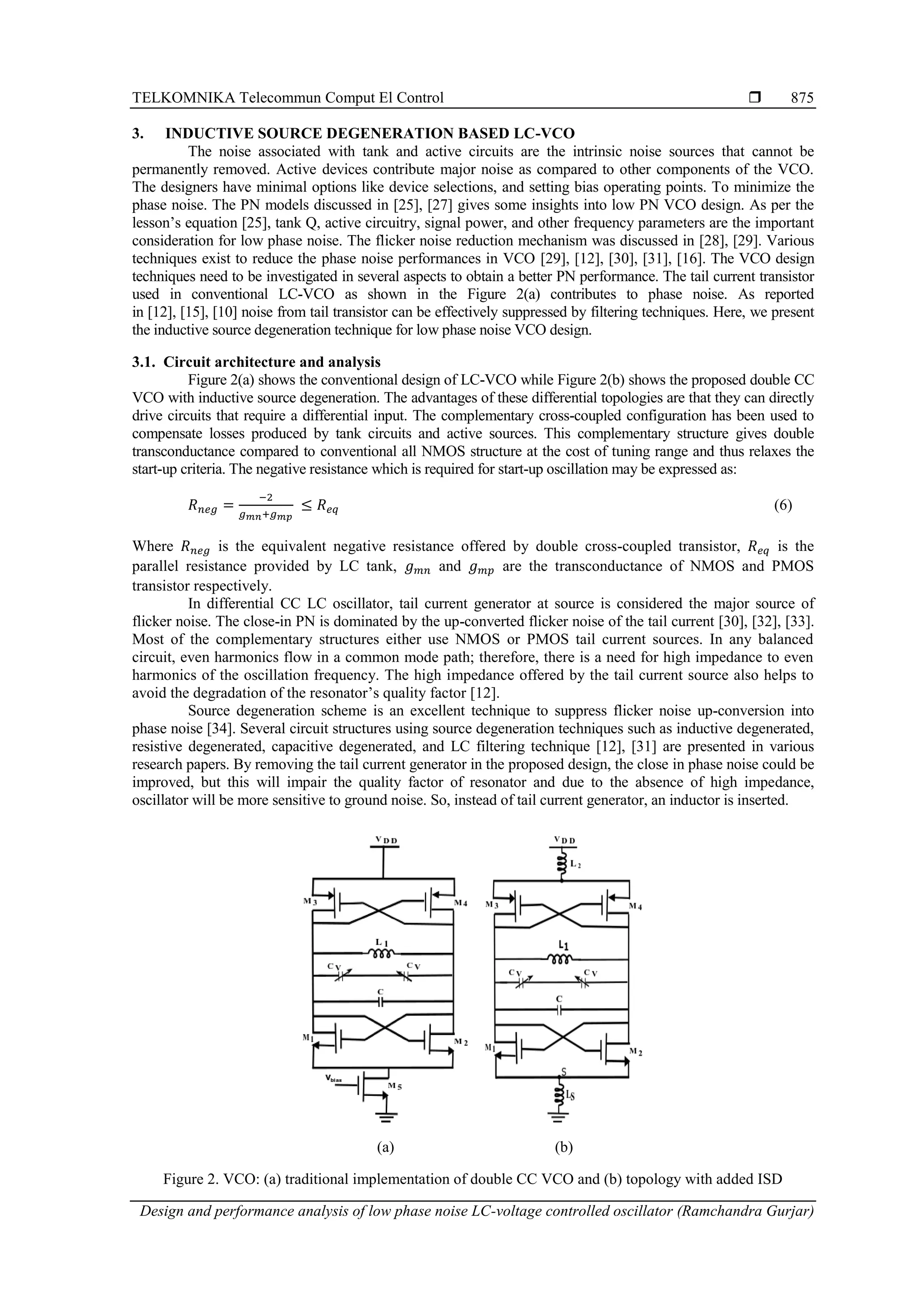 Design and performance analysis of low phase noise LC-voltage controlled oscillator | PDF