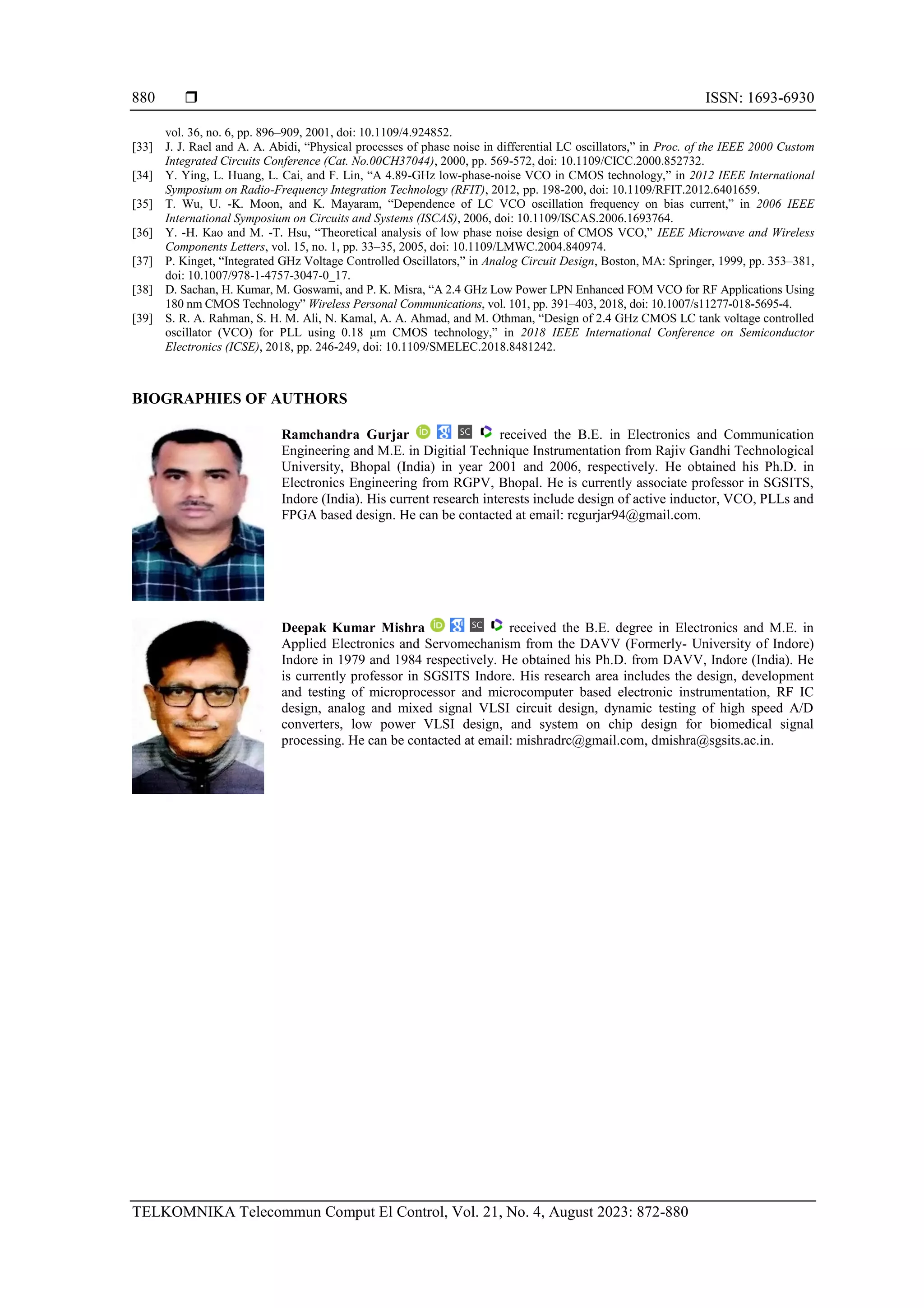 Design and performance analysis of low phase noise LC-voltage controlled oscillator | PDF
