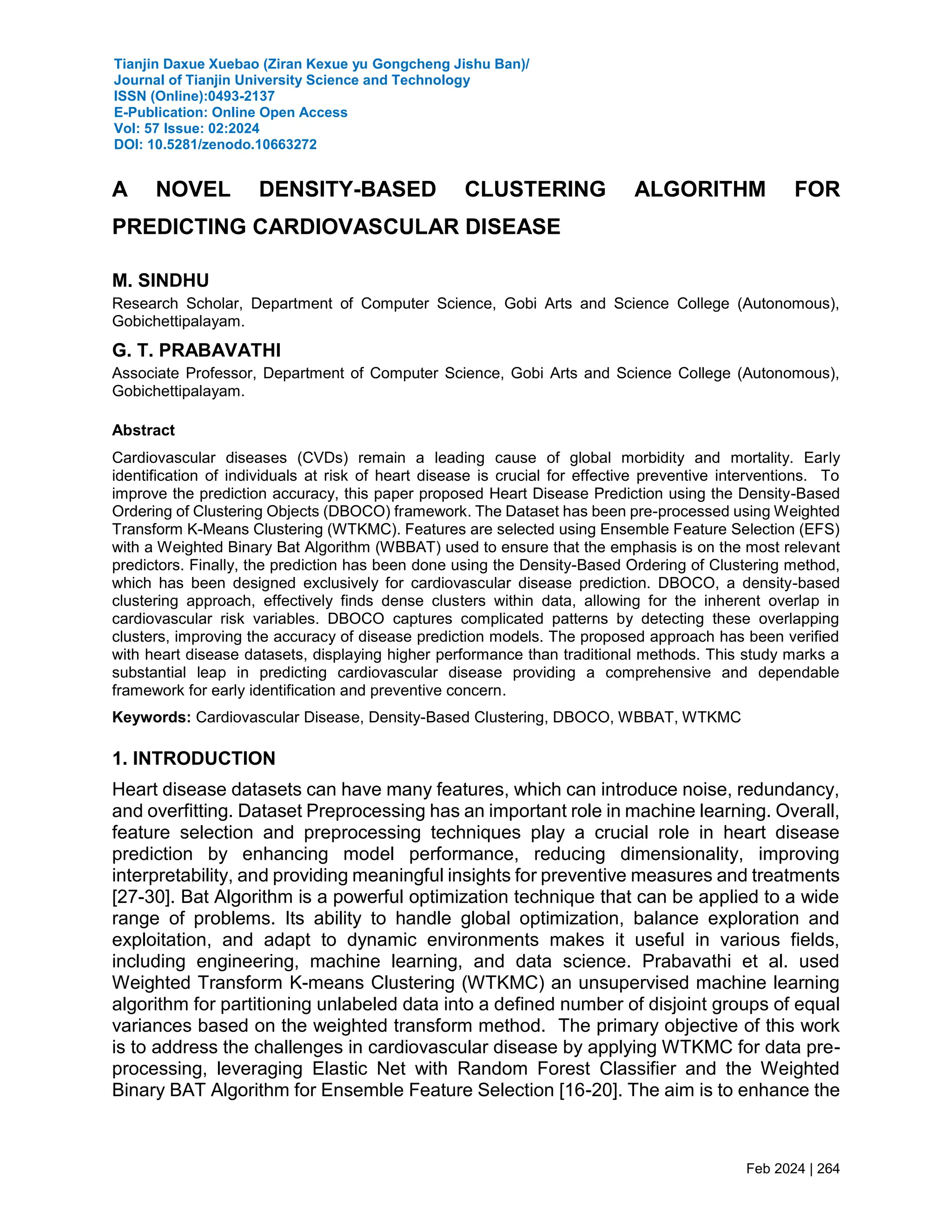 A Novel Density Based Clustering Algorithm For Predicting Cardiovascular Disease Pdf