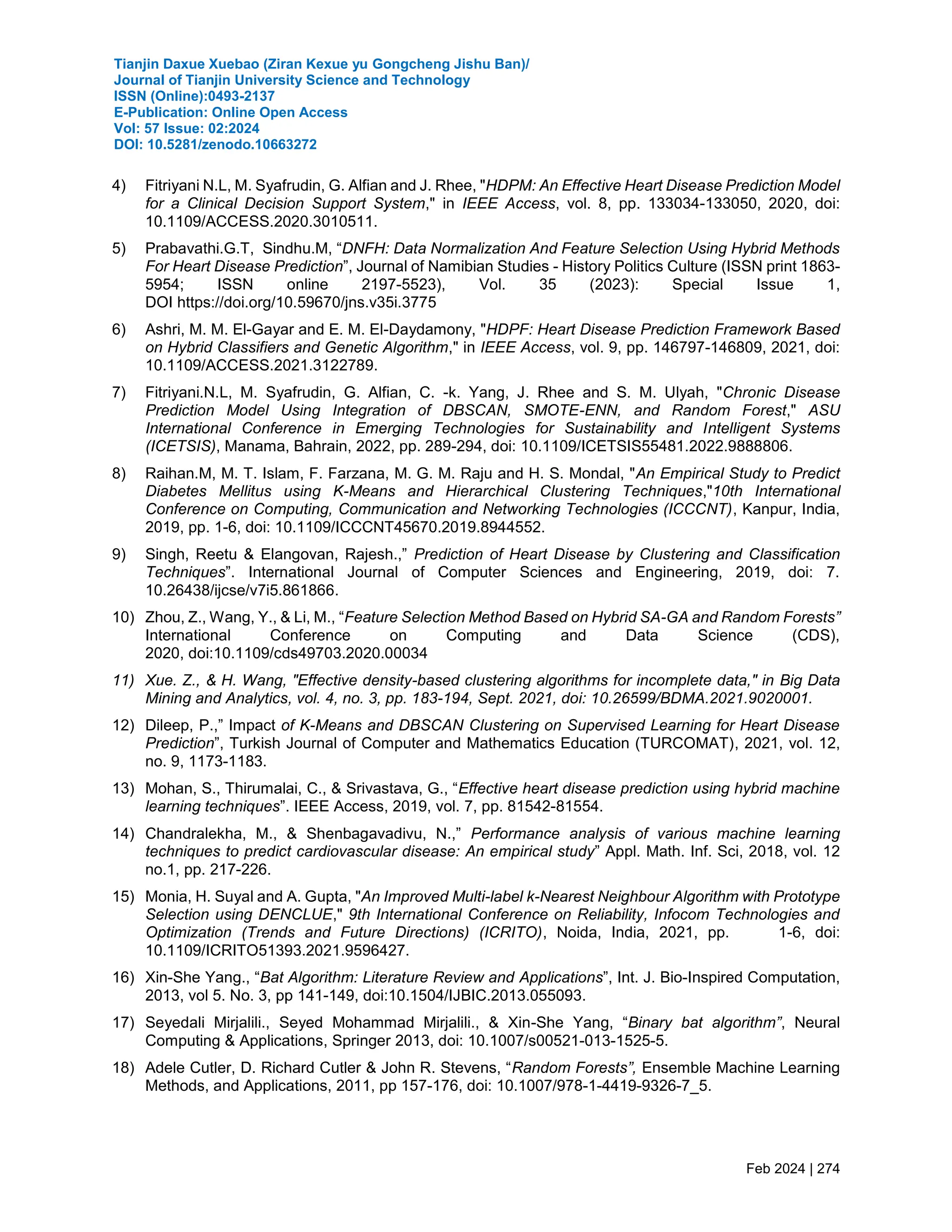 A NOVEL DENSITY-BASED CLUSTERING ALGORITHM FOR PREDICTING CARDIOVASCULAR DISEASE | PDF