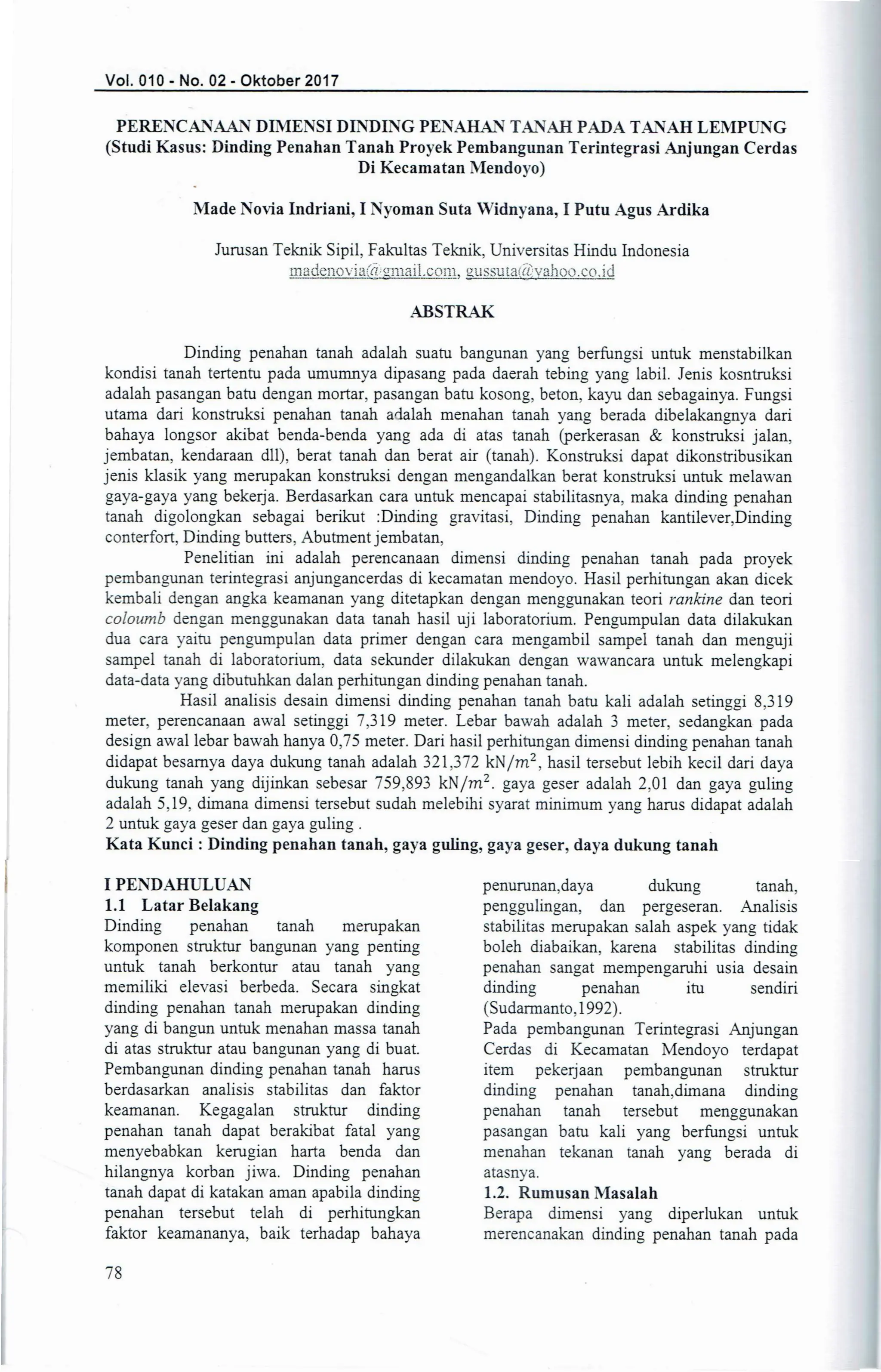 Jurnal Nasional PERENCANAAN DIMENSI DINDING PENAHAN TANAH.pdf