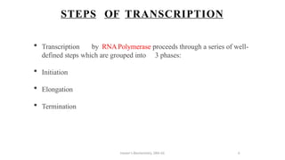 DPT - Biochemistry & Genetics - II (Molecular Biology) Transcription in ...