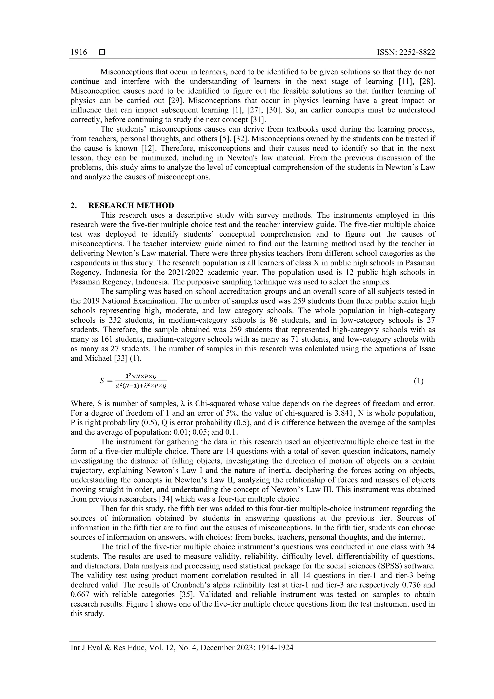 Students’ conceptual understanding and causes of misconceptions on ...