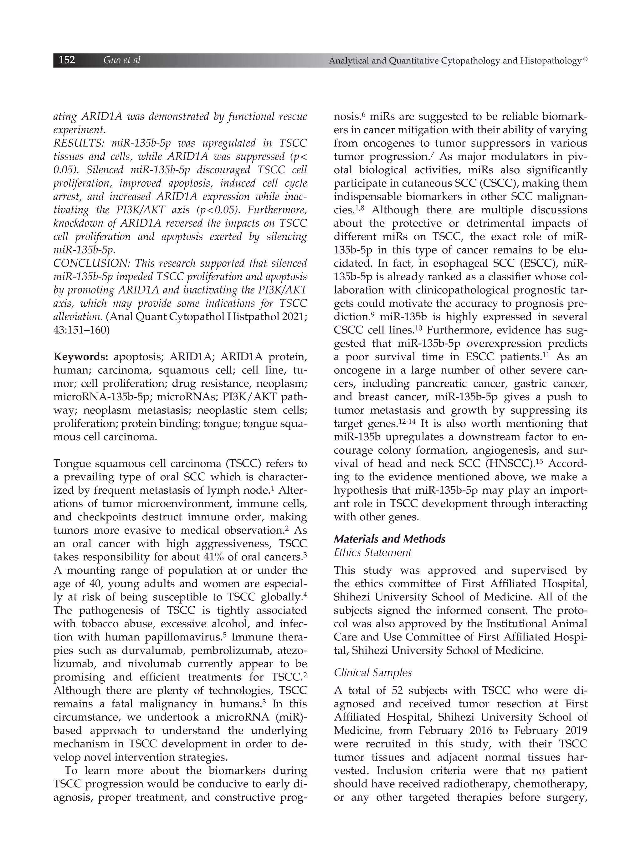 Silenced microRNA-135b-5p Inhibits Tongue Squamous Cell Carcinoma ...