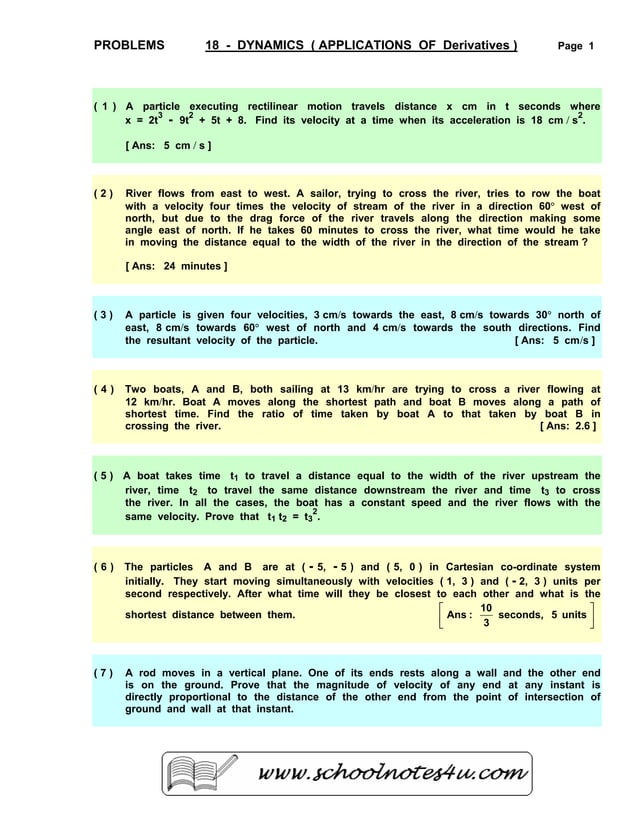 18 dynamics applications of derivative - | PDF