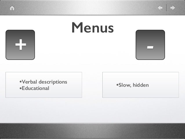 menus controls