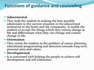 Functions & Scope of Guidance & Counselling | PPTX