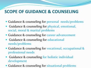 Functions & Scope of Guidance & Counselling | PPTX