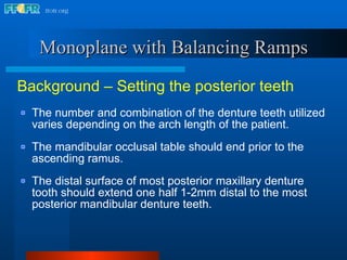 18.occlusal schemes monoplane with balancing ramps | PPT