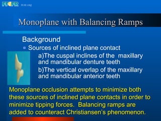 18.occlusal schemes monoplane with balancing ramps | PPT