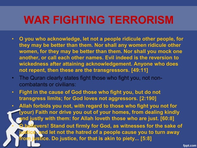 18. quran promotes fighting,war and terrorism | PPT