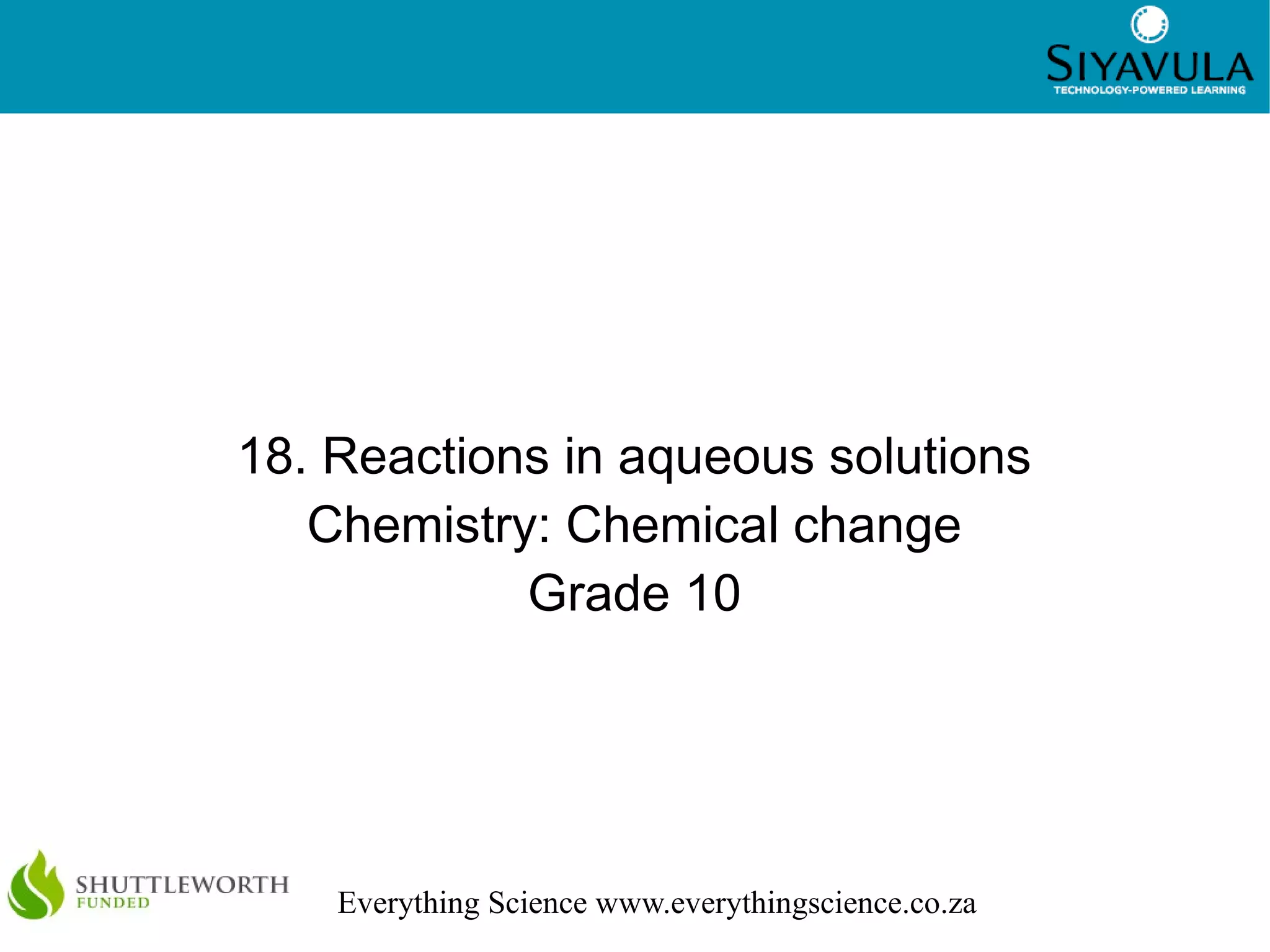 Reactions in aqueous solution | ODP