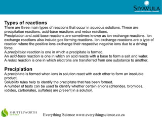 Reactions in aqueous solution | ODP