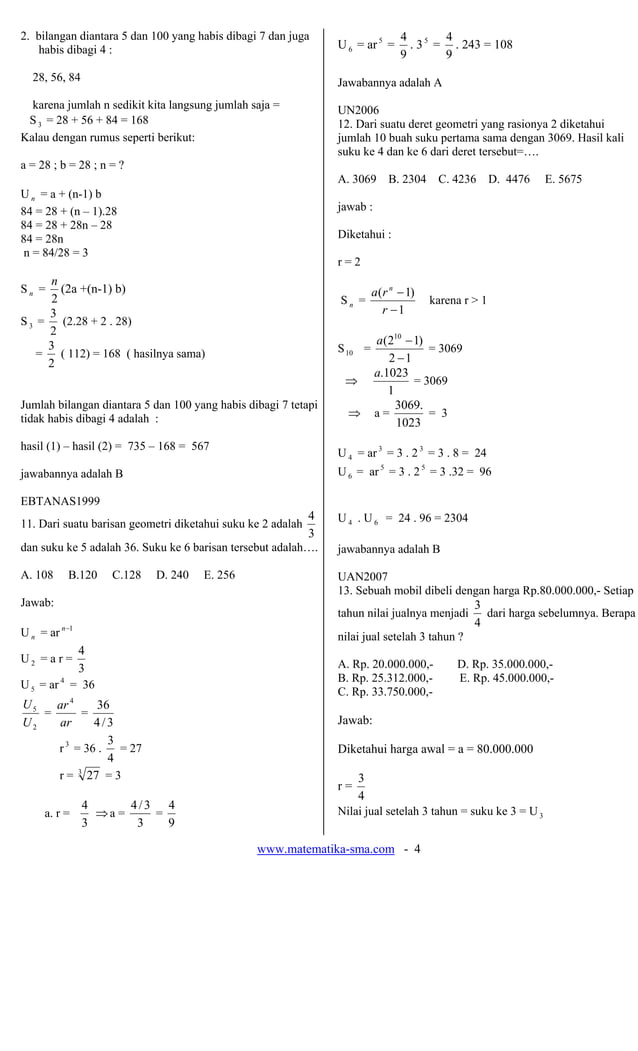 18. soal soal notasi sigma barisan- deret dan induksi matematika | PDF