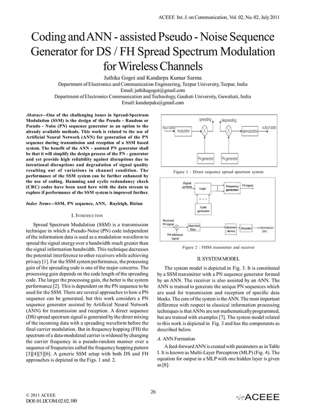 Coding And Ann Assisted Pseudo Noise Sequence Generator For Ds Fh Spread Spectrum