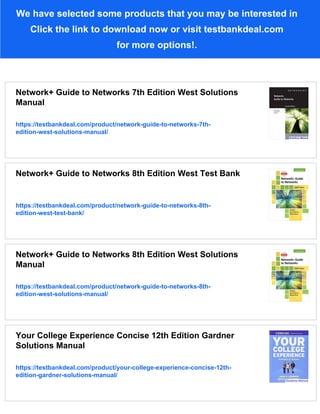 Network+ Guide to Networks 7th Edition West Test Bank | PDF