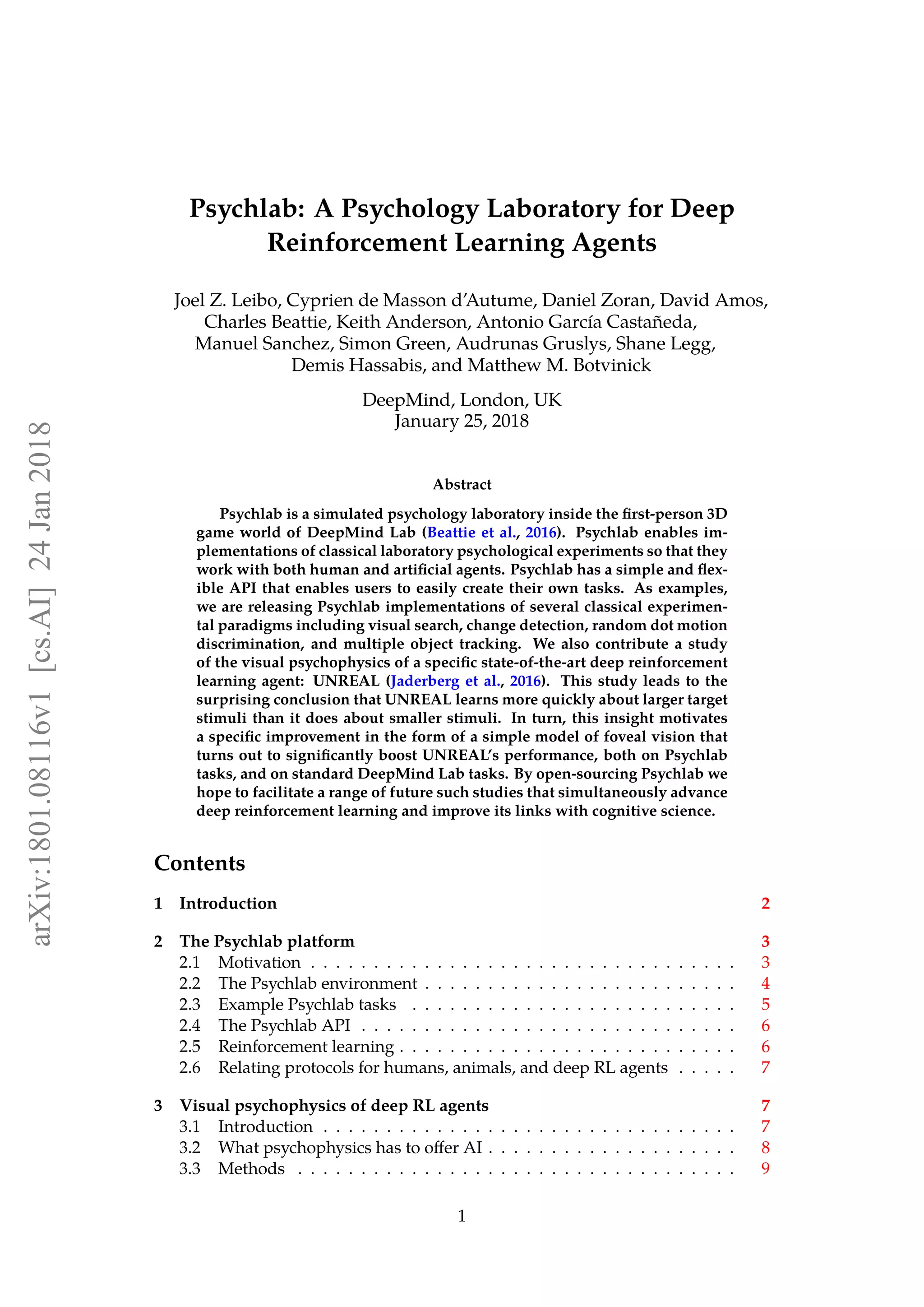 Psychlab: A Psychology Laboratory for Deep Reinforcement Learning ...