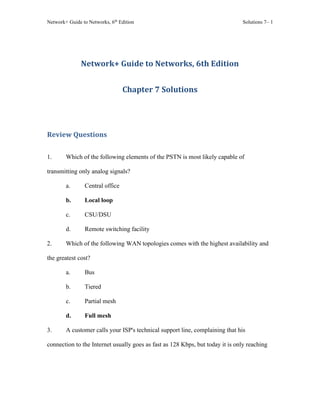 Network+ Guide to Networks 6th Edition Tamara Dean Solutions Manual | PDF