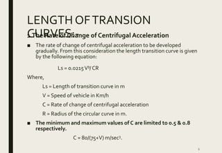 transition curve in Highway Geometry Design | PPTX