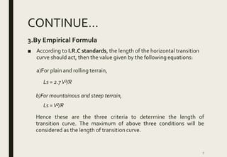 transition curve in Highway Geometry Design | PPTX
