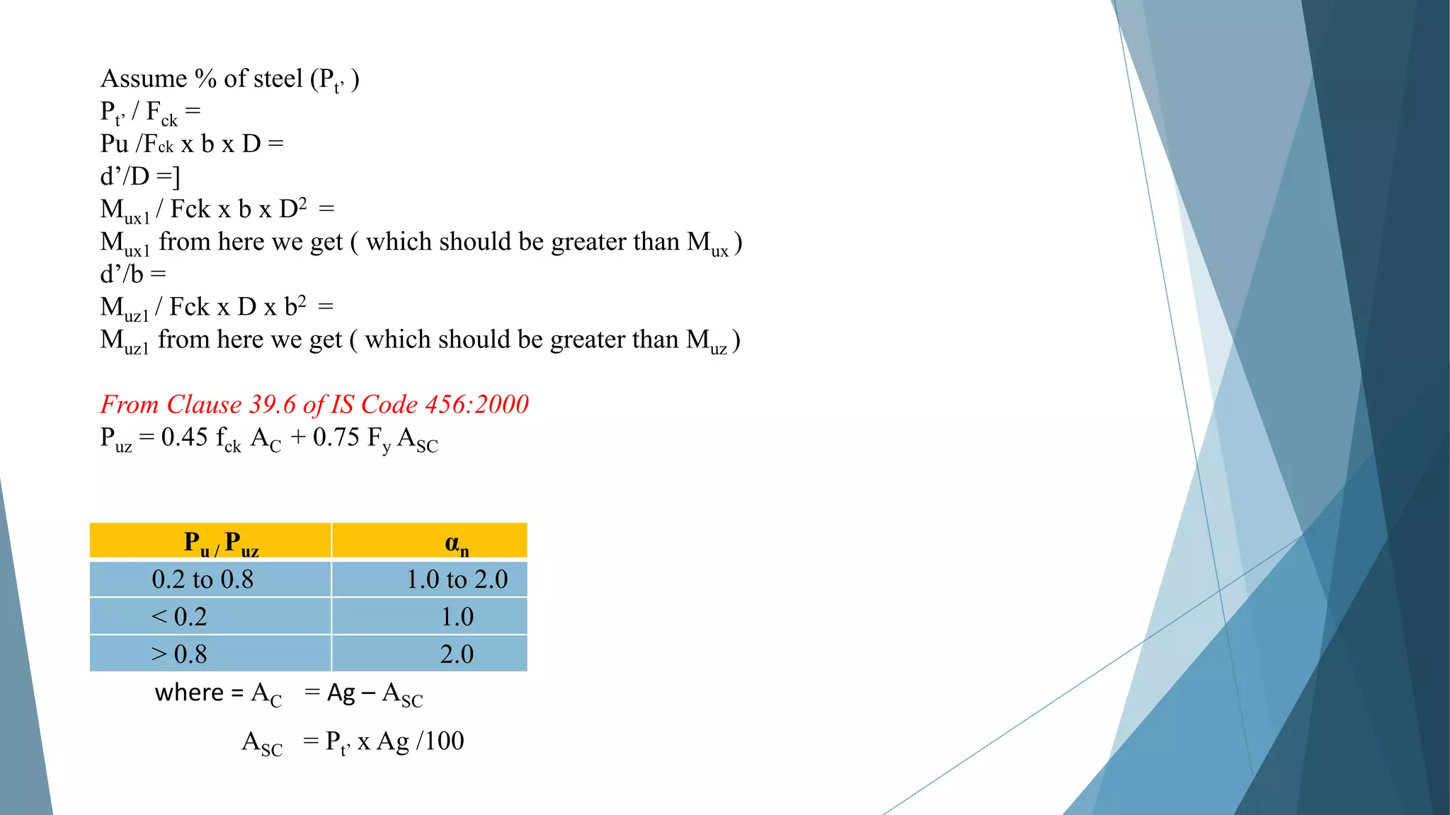 DESIGN OF SHORT COLUMN WITH AXIAL LOAD & BIAXIAL MOMENT | PPTX