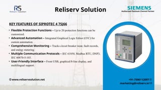 Optimizing Power System Stability with Siemens SIPROTEC 4 7SJ66 Relay | PPT