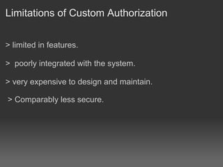 Developing Applications Using Windows Authorization Manager | PPT