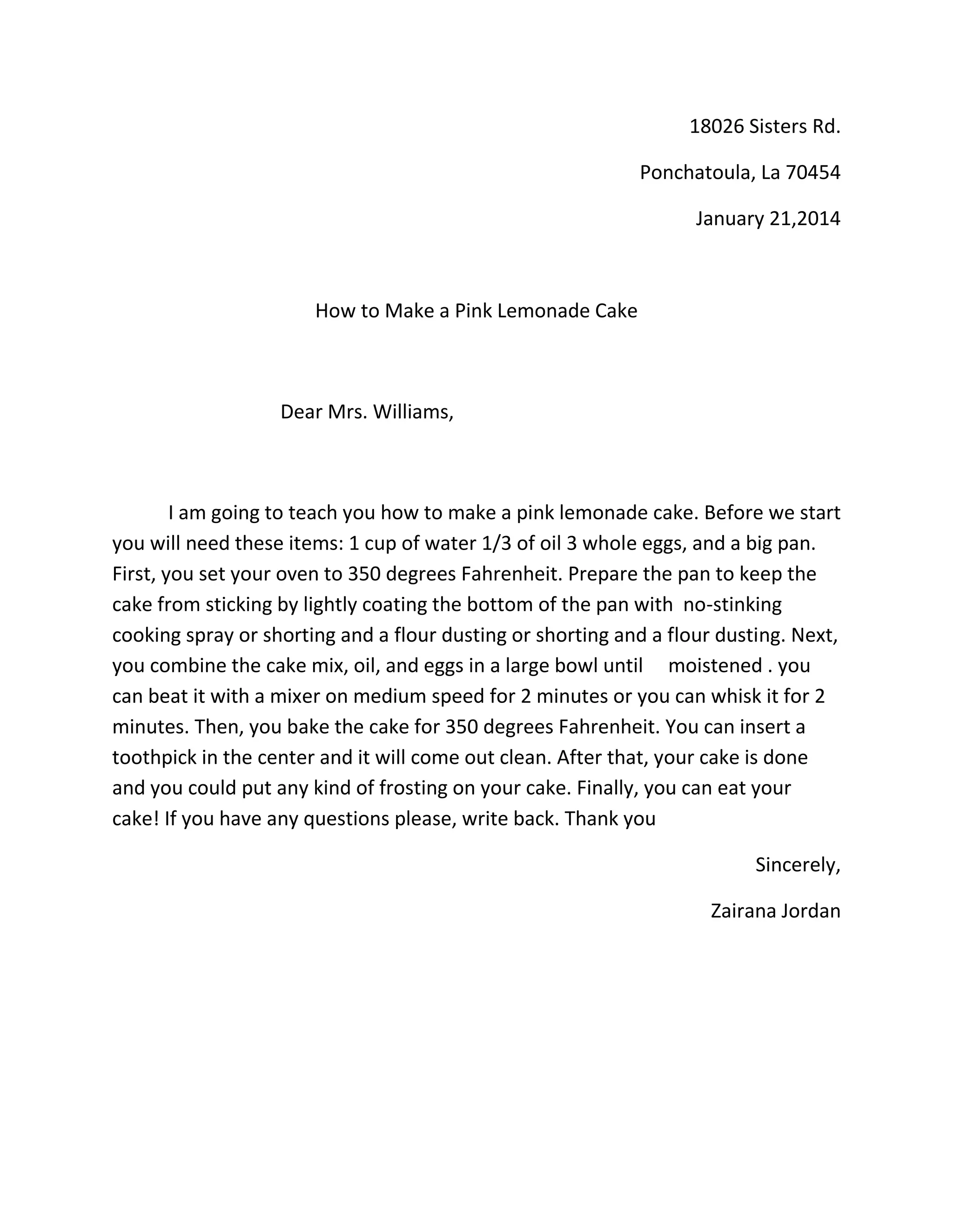 how to wrie a letter | DOCX | Desserts and Baking | Food & Drink