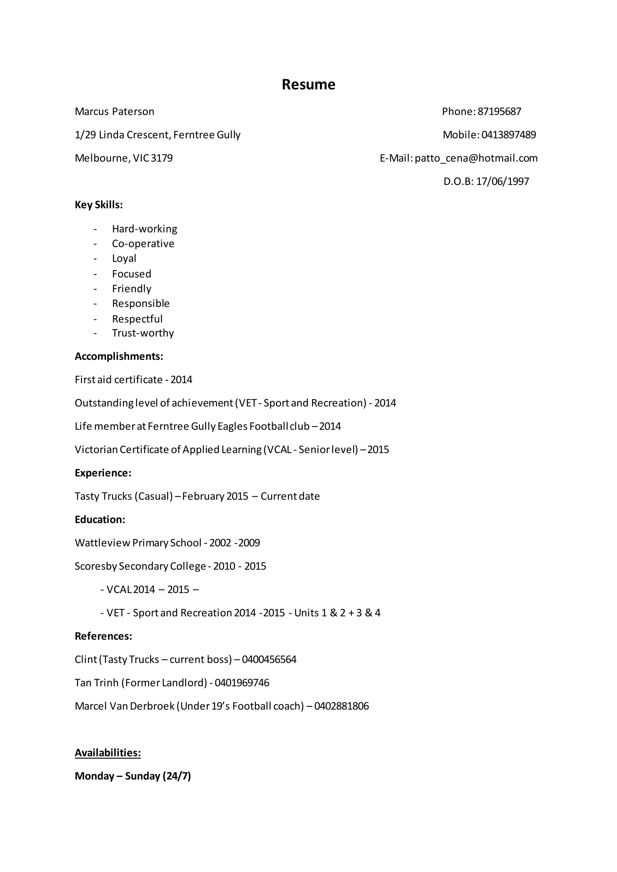 Resume and Cover letter | DOCX